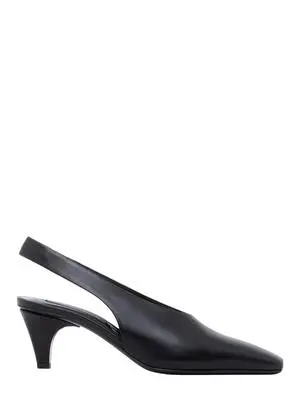 Giorgio Armani Leather Slingback Mid Heel Pumps - Black