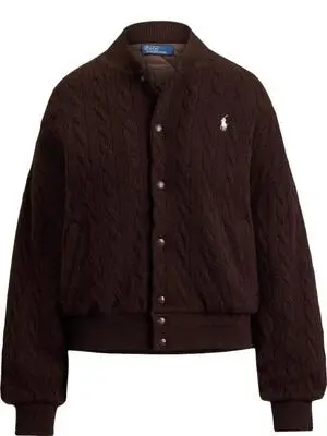 Polo Ralph Lauren Cable Knit Bomber Jacket - Brown
