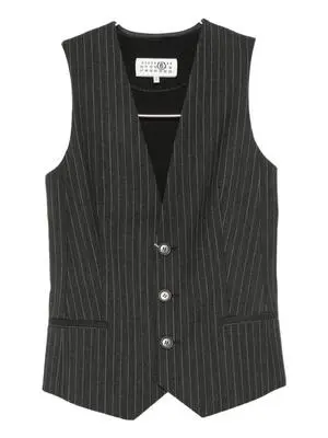 MAISON MARGIELA Pinstripe Pattern Sleeveless Waistcoat - Black