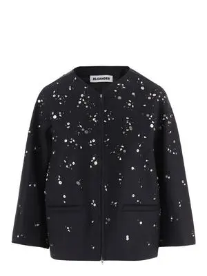 JIL SANDER Embellished Collarless Zip Jacket - No