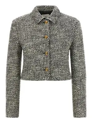 Versace Cropped Wool Bouclé Blouson With Medusa Head Buttons - Black
