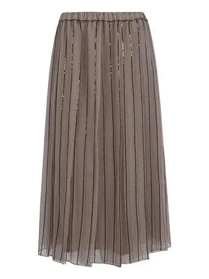 Brunello Cucinelli Striped Midi Skirt With Sequins - No