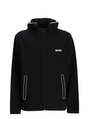 Hugo Boss Logo-printed Zipped Hoodie - Black