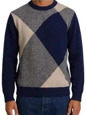 BALLANTYNE Crew Neck Geometric Print Jumper - Black