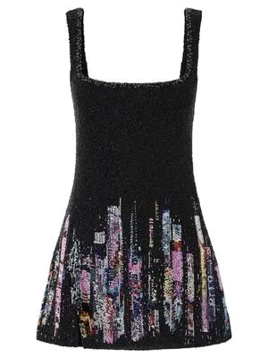 CLIO PEPPIATT Embellished Stretch-mesh Mini Dress - Black