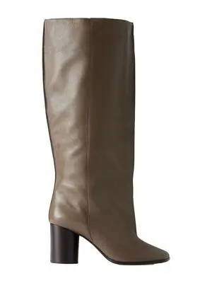 LEMAIRE Crease Leather Knee Boots - Tan