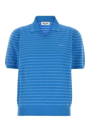 Miu Miu Striped Polo Shirt - Blue