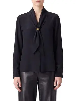Max Mara Max Mara Draped Tie Neck Shirt Black