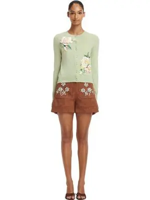 LEO LIN Leo Lin Tessa Embellished Vegan Suede Shorts