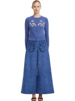 LEO LIN Claire Embellished Cashmere Blend Cardigan - Azure