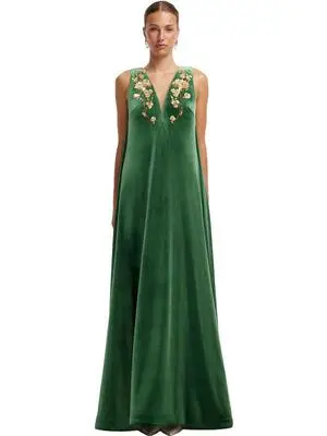 LEO LIN Leo Lin Agathy Velvet Embellished Gown