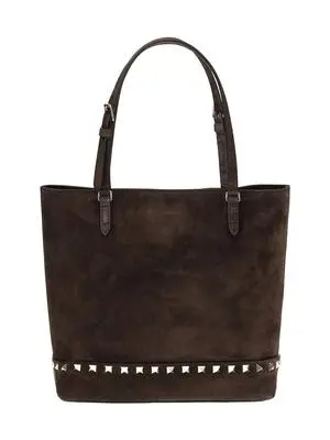 Valentino Garavani Small Rockstud Suede Tote Bag - Brown