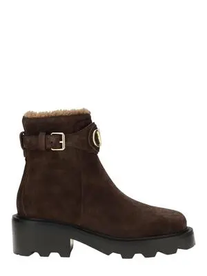 Valentino Garavani Vlogo Signature Leather Ankle Boots - Brown