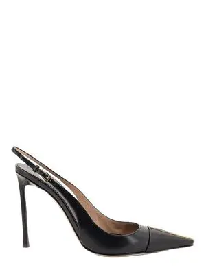 TOM FORD Leather Pumps With Metal T Logo Detail - Black
