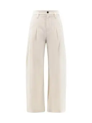 Brunello Cucinelli Baggy Wrinkled Wool And Cotton Trousers - Multicolor