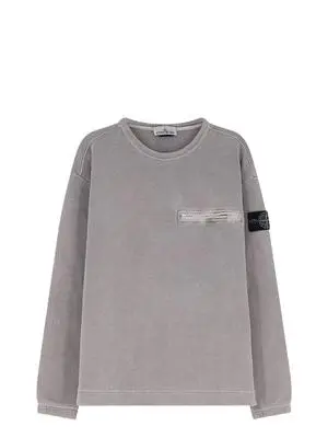 Stone Island Cotton Sweatshirt With Logo - Gray