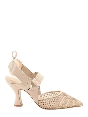 Fendi Mesh And Suede Pumps With Crystal Embellishments - Multicolor