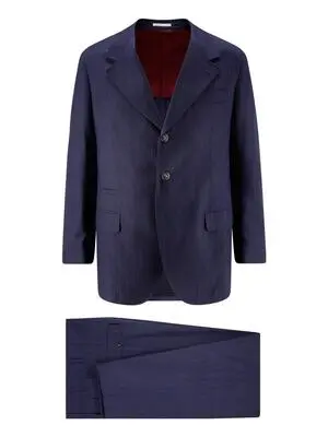 Brunello Cucinelli Virgin Wool Suit With Pinstripe Pattern - Multicolor