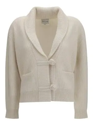 FORTE_FORTE Wool And Cashmere English Rib Cardigan - White