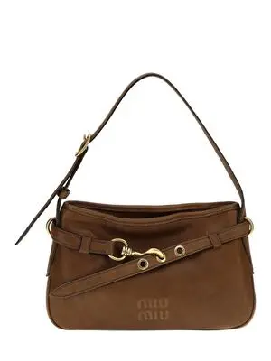 Miu Miu Leather Shoulder Bag With Buckle Detail - Brown