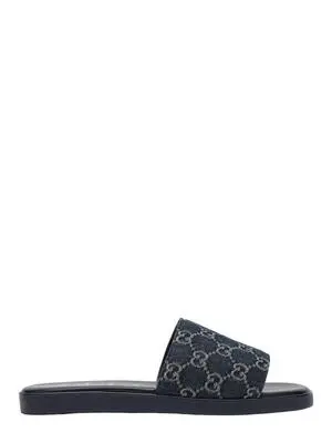 Gucci Logo Embossed Slides - Blue