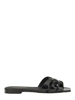Saint Laurent Tribute Patent Leather Sandals - Black