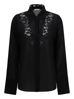 Fendi Georgette Shirt With Lace Collar - Black