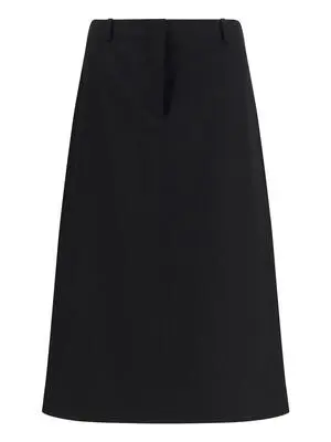 Fendi Grain De Poudre Wool Midi Skirt - Black