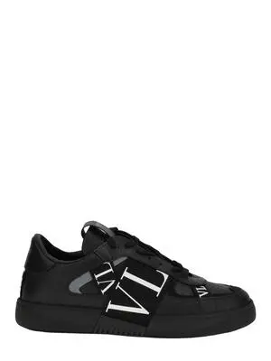 Valentino Garavani Low-top Sneakers With Vltn Logo Bands - Black