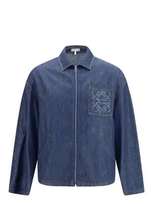 Loewe Cotton Zip Jacket With Fringed Anagram Motif - Blue