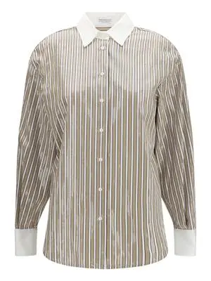 BRUNELLO CUCINELLI BRUNELLO CUCINELLI Dazzling Stripes Sequined Cotton Shirt