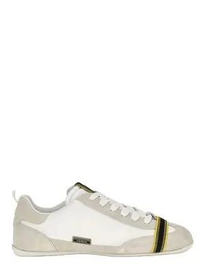 Fendi Wrap Suede And Fabric Sneakers - Gray