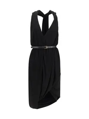 Loewe Draped Viscose Dress - Black