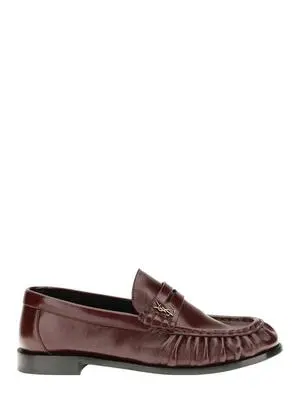 Saint Laurent SAINT LAURENT Burgundy Calf Leather Loafers Red