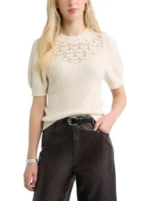 Treasure & Bond Treasure & Bond Pointelle Cotton Sweater Ivory Pristine