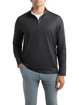 Johnston & Murphy Game Day Xc+™ Goal Post Print Quarter Zip Pullover - Black