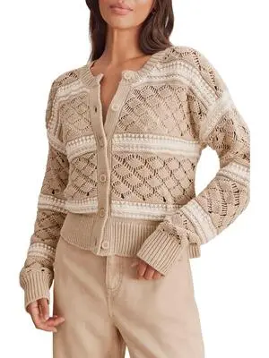 Splendid Bennett Cotton Cardigan - Wheat Beige/shell