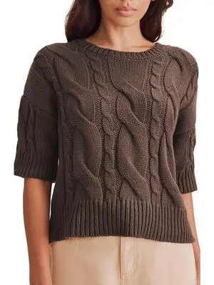 Splendid Rhiannon Cable Knit Sweater - Java Brown