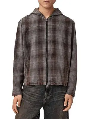 ALLSAINTS Santos Hooded Check Shirt - Shale Grey