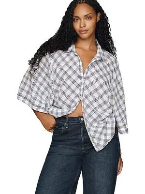 PILCRO Pilcro Cotton Cape-Sleeve Blouse