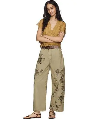 PILCRO High-rise Embroidered Carpenter Barrel Jeans - Neutral Pattern