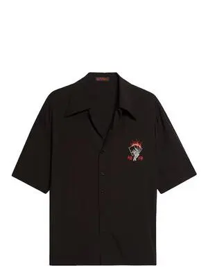 LU'U DAN Listed Uniform Camp Shirt - Black