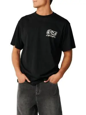 Rip Curl Archive Ripped Graphic Cotton T-shirt - Black