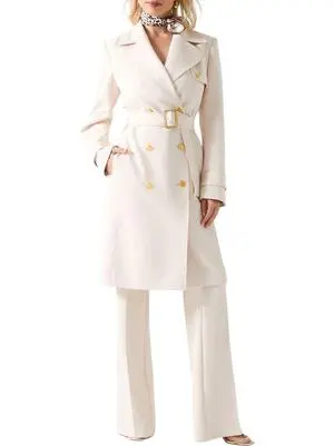 MARCIANO Jasmine Double Breasted Trench Coat - Cream