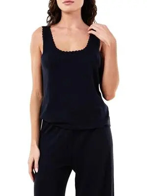 PAPINELLE Cotton & Cashmere Fine Knit Tank - Deep Navy