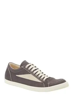 Rick Owens Textured Canvas Low Top Sneakers - Grape/milk/milk