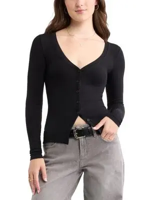 Bp. Rib Knit V-neck Cardigan - Black
