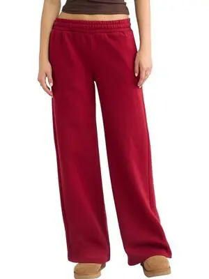 Bp. Low Rise Wide Leg Fleece Sweatpants - Red Cinder