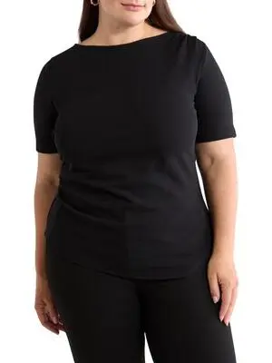 Nordstrom Asymmetrical Gathered T-shirt - Black