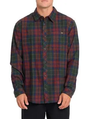 BILLABONG Coastline Plaid Cotton Flannel Button-up Shirt - Tortoise Shell